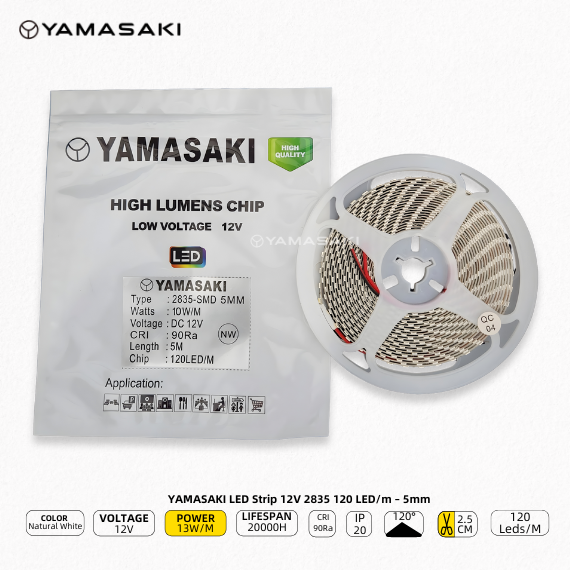 YAMASAKI LED Strip 12V 2835 120 LED/m – 5mm | Super Slim & Bright Light
