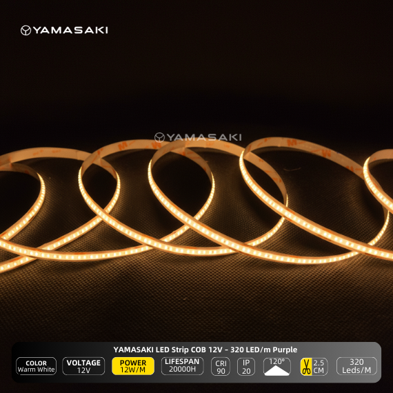 YAMASAKI LED Strip COB 12V – 320 LED/m | Super Bright & Smooth Lighting