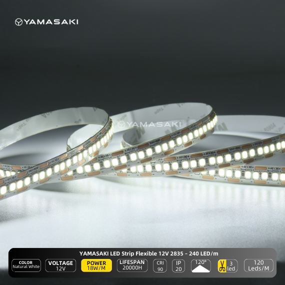 YAMASAKI LED Strip Flexible 12V 2835 – 240 LED/m | Super Bright & Hemat ...