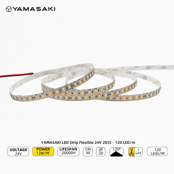 YAMASAKI LED Strip Flexible 24V 2835 – 120 LED/m | Premium Bright ...